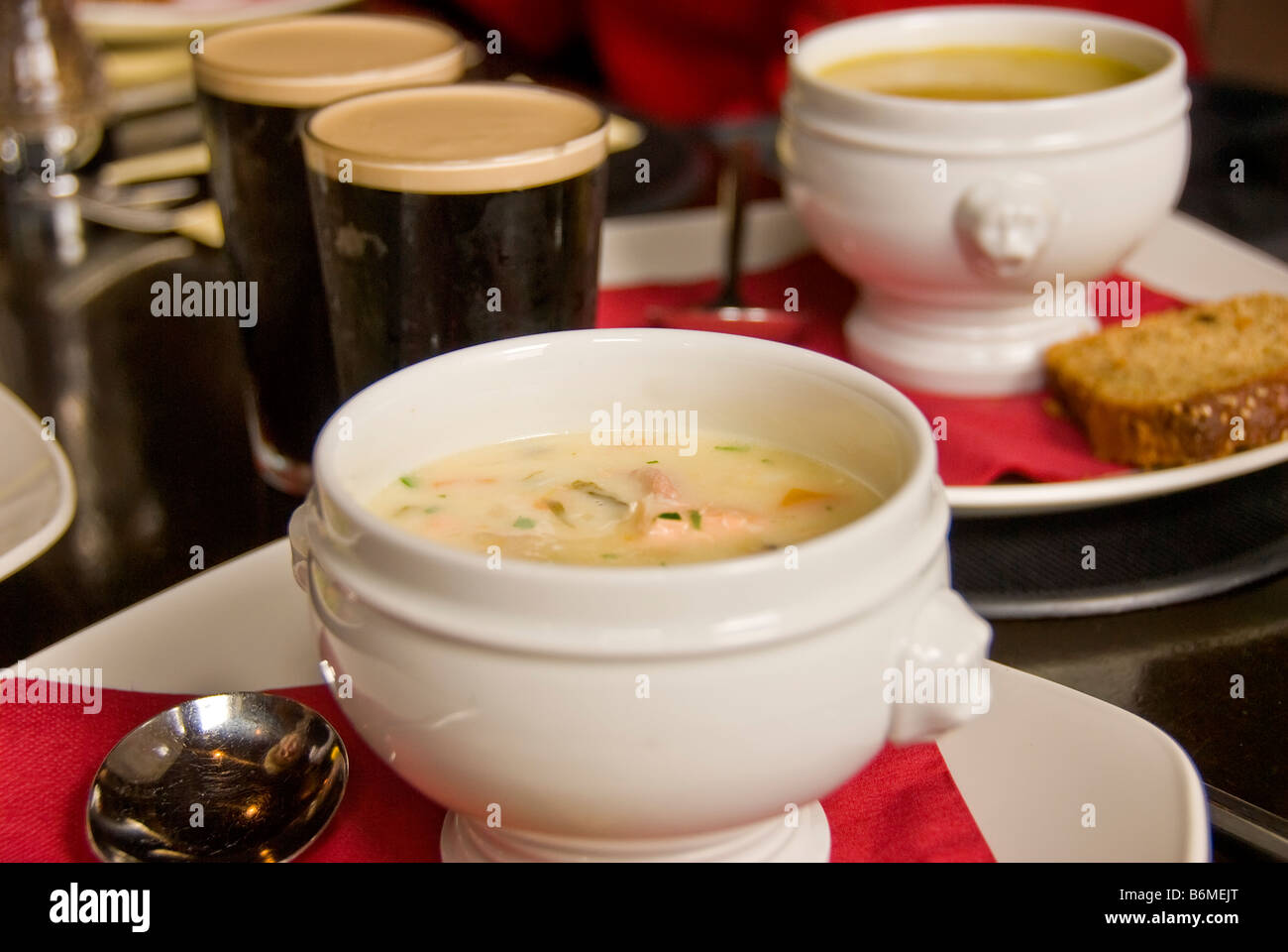 Irisches Essen Fisch Meeresfrüchte Chowder Nahaufnahme Detail Irland ...