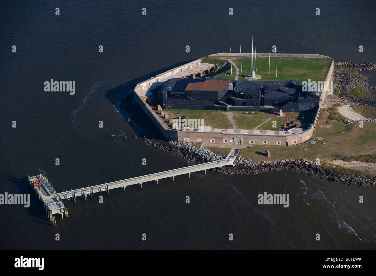 Luftaufnahme von Fort Sumter die Insel-Festung in Charleston Harbor ...