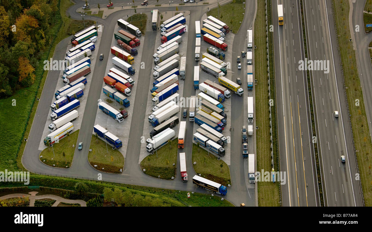Luftbild, Autobahn A2, Rhynern Autobahn service Bereich, Hamm, Ruhr ...