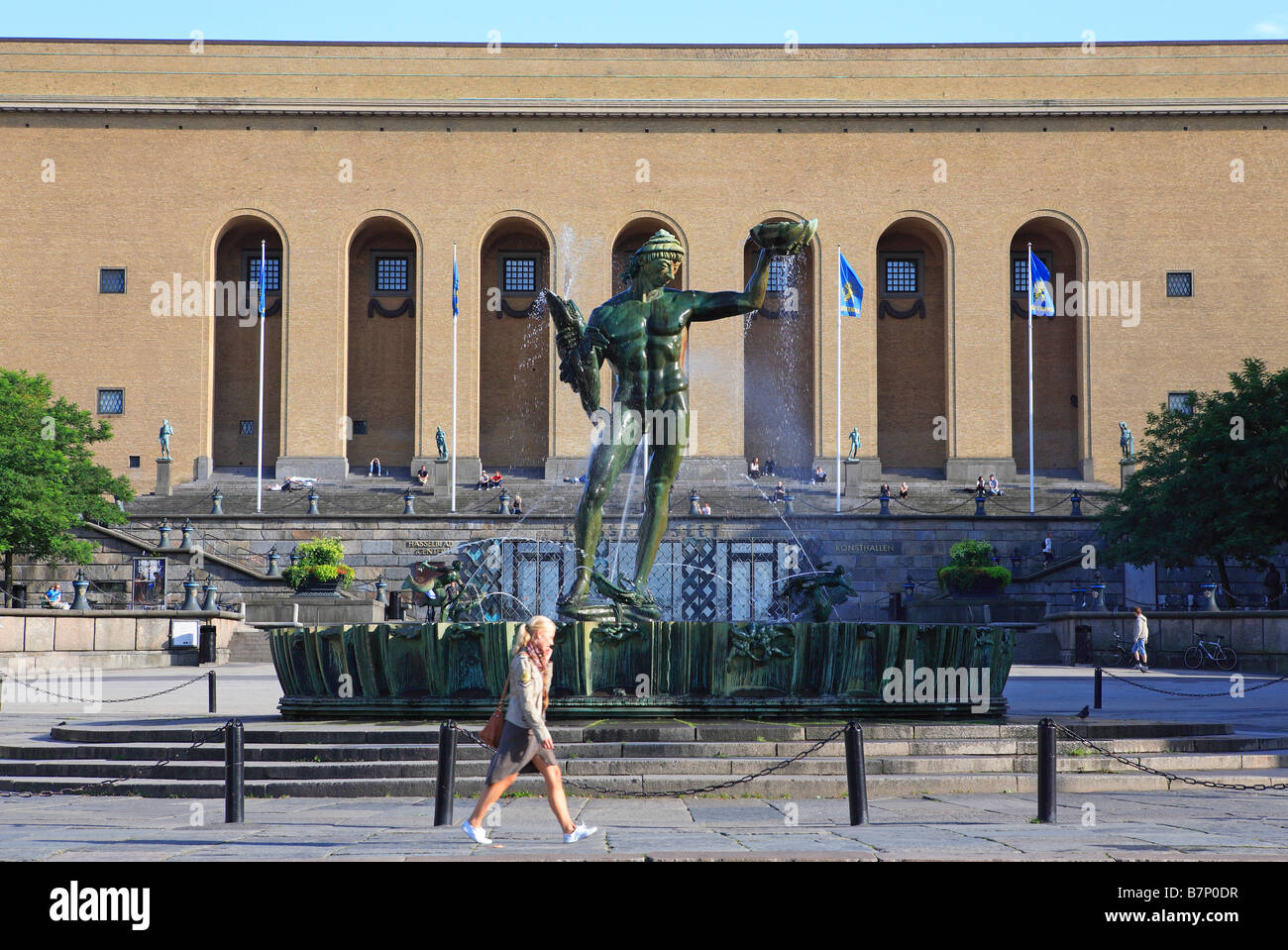 Schweden, Göteborg, Gotaplatsen, Statue von Carl Milles Poseidon vor ...