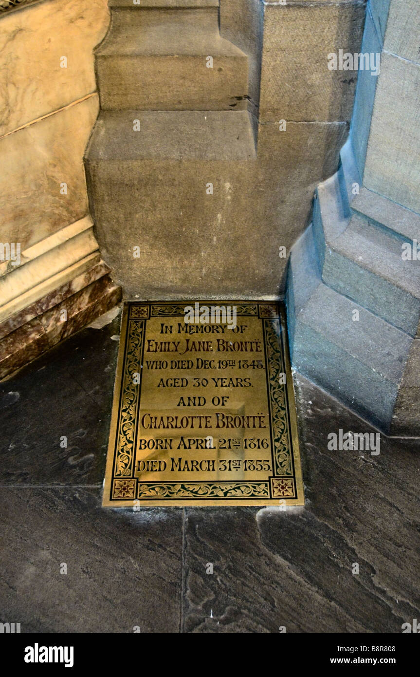 Emily und Charlotte Bronte Beerdigung Platz Howarth UK Stockfotografie ...