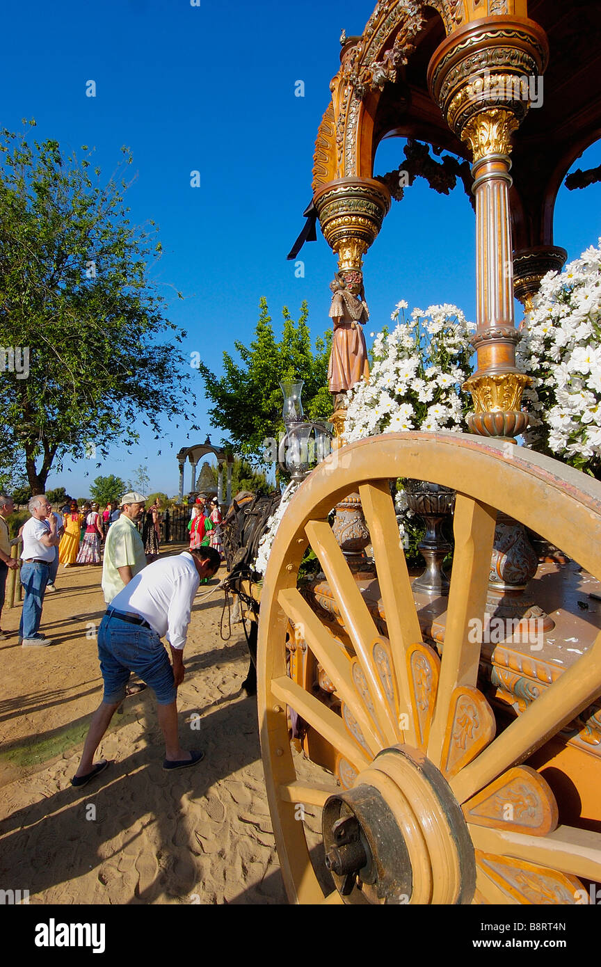 Pilger auf Straße zu El Rocio Dorf Wallfahrt nach el Rocio Huelva ...