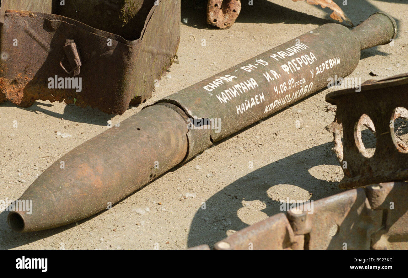 Rakete Geschoß aus der Raketenwerfer BM-13 von Kapitän Ivan Flerov s ...