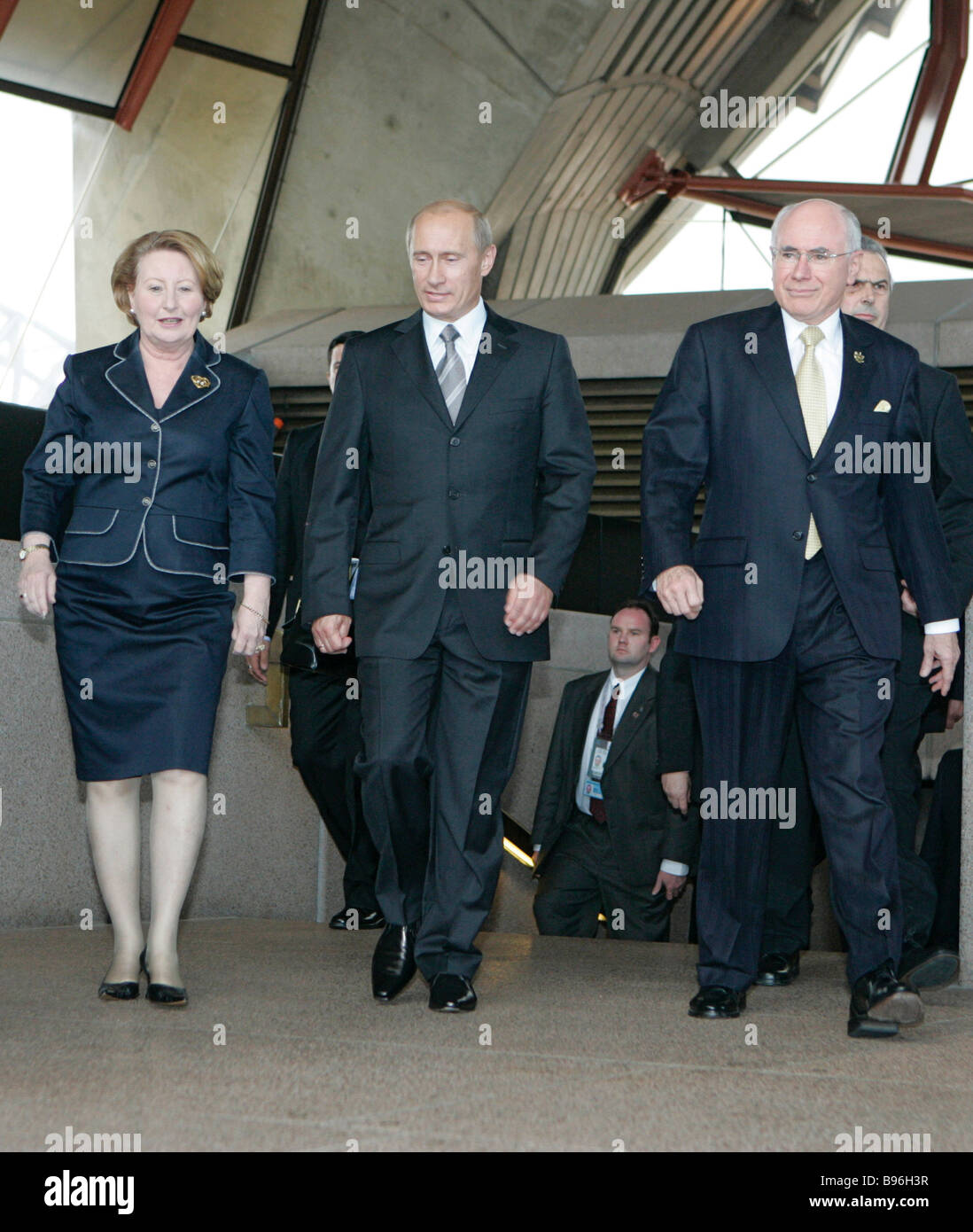 Präsident von Rußland Vladimir Putin Center und Premierminister von ...