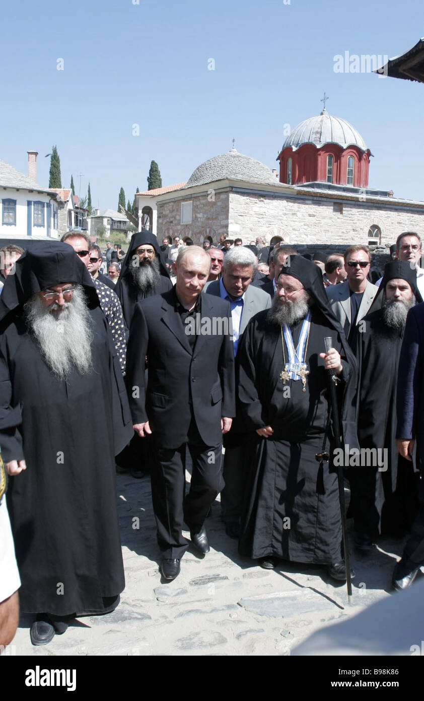 Russland s Präsident Vladimir Putin besucht Heilige Berg Athos In der ...