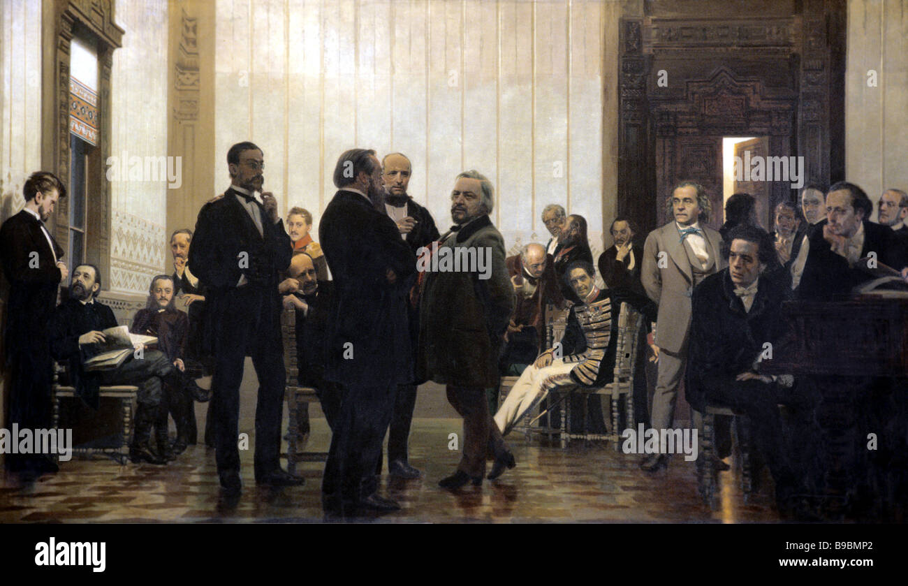 Slawische Komponisten von Ilja Repin 1871 1872 das Gemälde zeigt ...