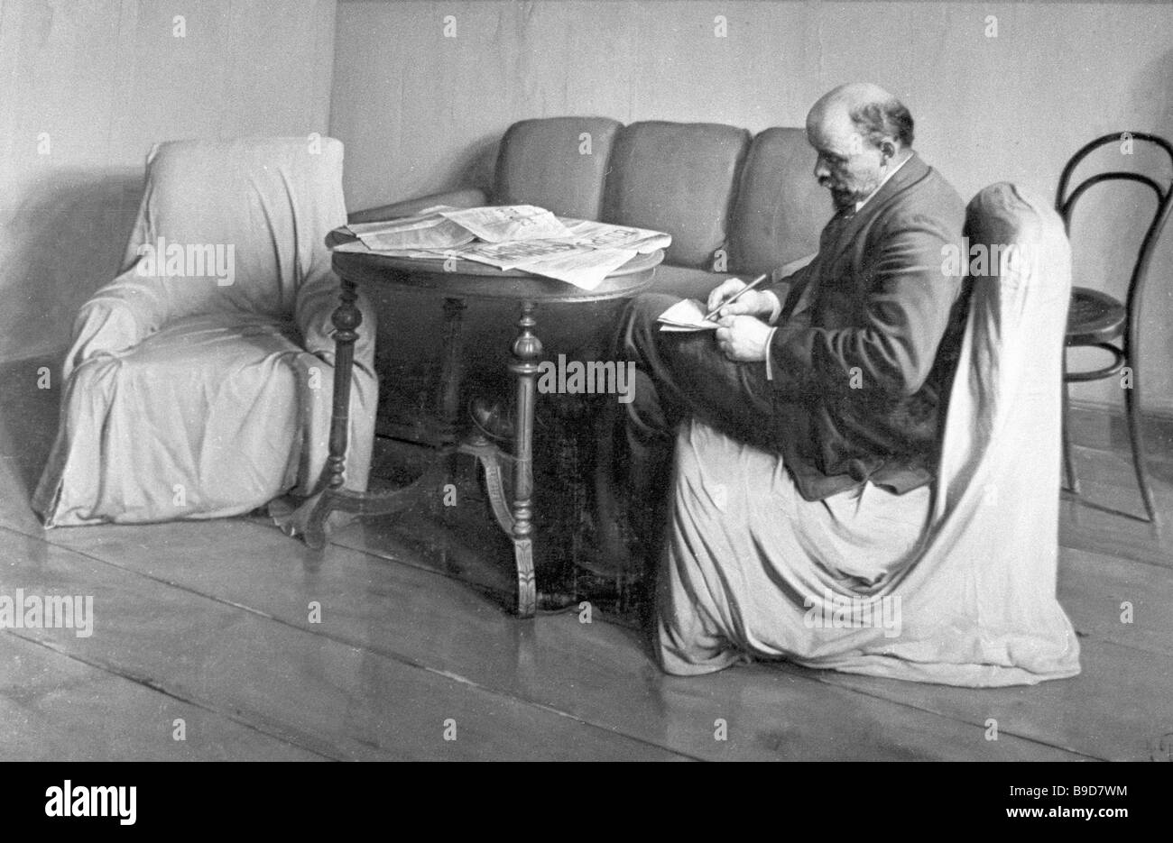 Reproduktion der Malerei von Vladimir Lenin im Smolny Palast von Isaak ...