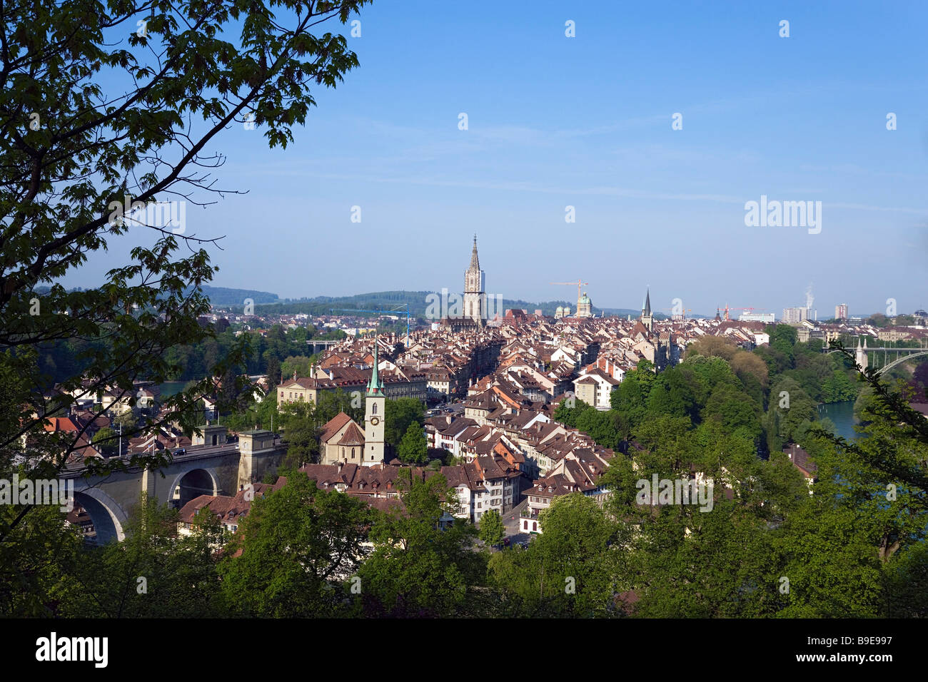 Blick über Altstadt mit Kirche her und Münster von Bern Bern Kanton ...
