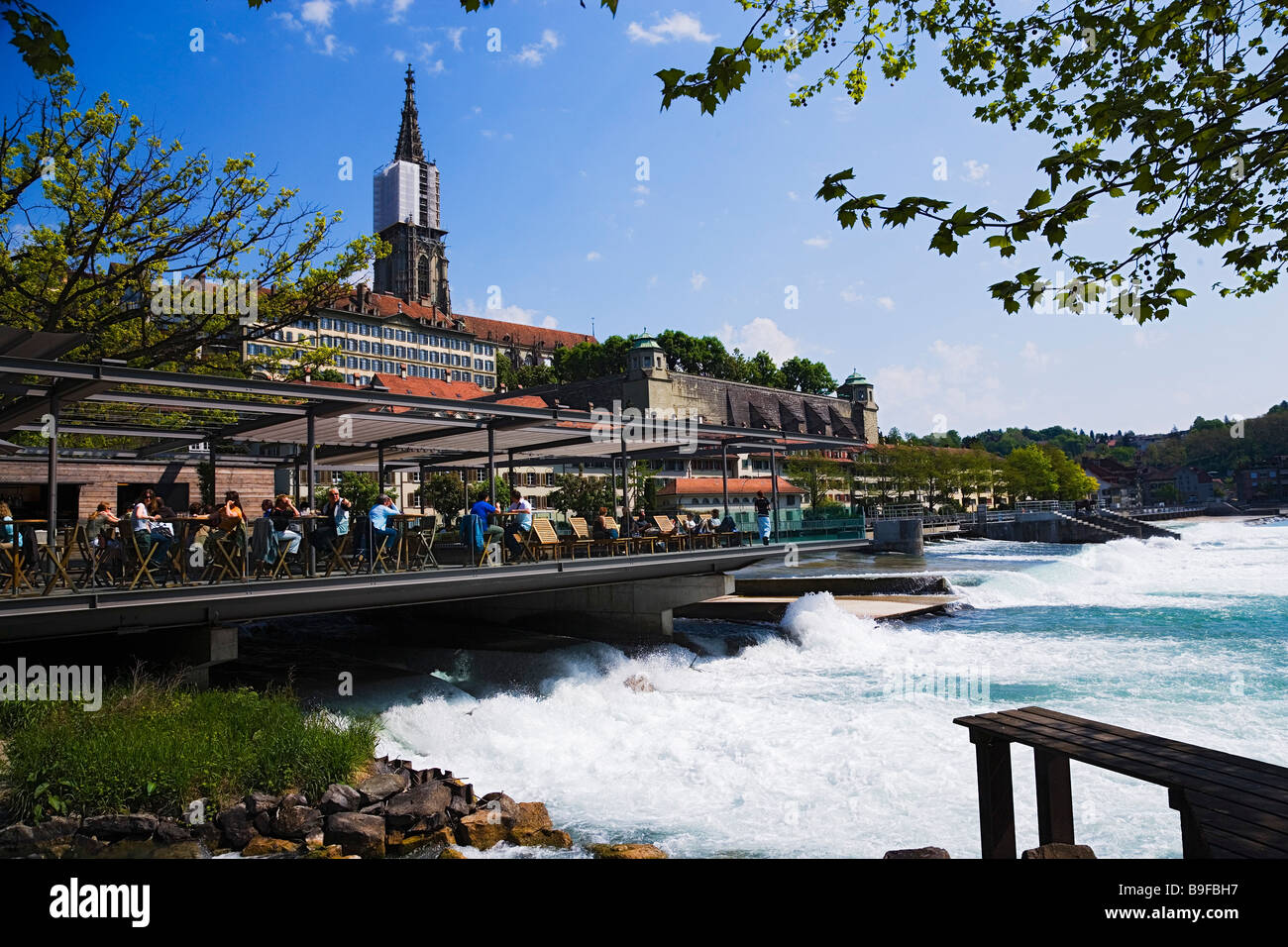 Schwellenmätteli Restaurants über Fluss Aare Münster Bern im ...