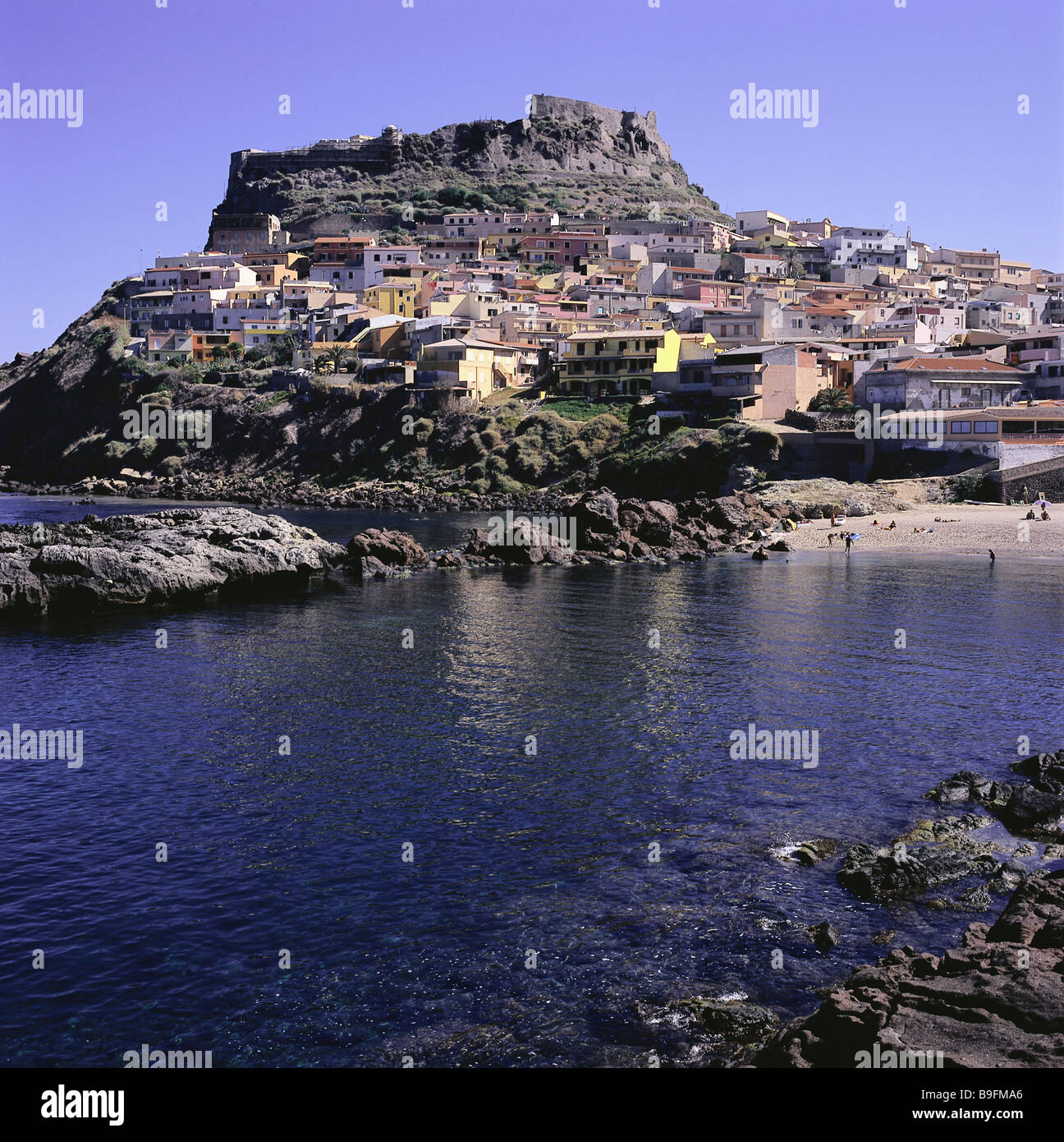Italien-Sardinien Küste Castelsardo Stadtübersicht Castello dei Doria ...