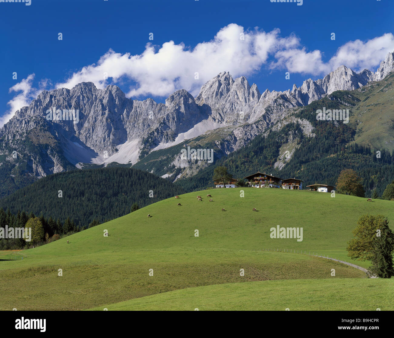 Österreich-Tirol-Kitzbühel-Ellmauer Halt Bauernhäuser Sommer Nord ...
