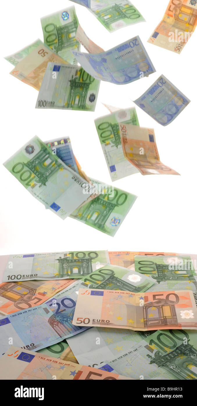 Euro-Banknoten, symbolisches Bild für Geld-Regen Stockfotografie - Alamy