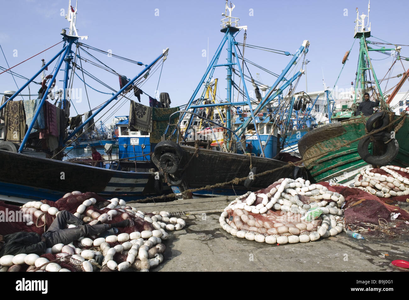 Marokko Casablanca Fischerhafen Fräser Netze Stadt Hafen Port de Pech ...
