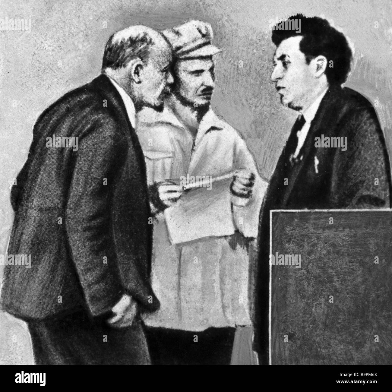 Vladimir Lenin verließ Nikolai Bukharin Center und Grigory Zinovyev das ...