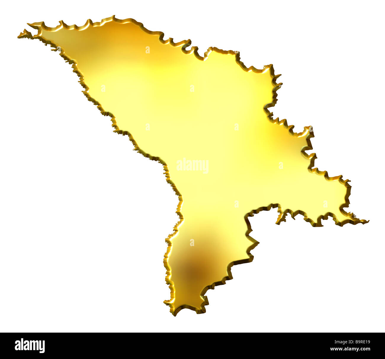 Republik Moldau 3d goldene Karte isoliert in weiß Stockfotografie - Alamy