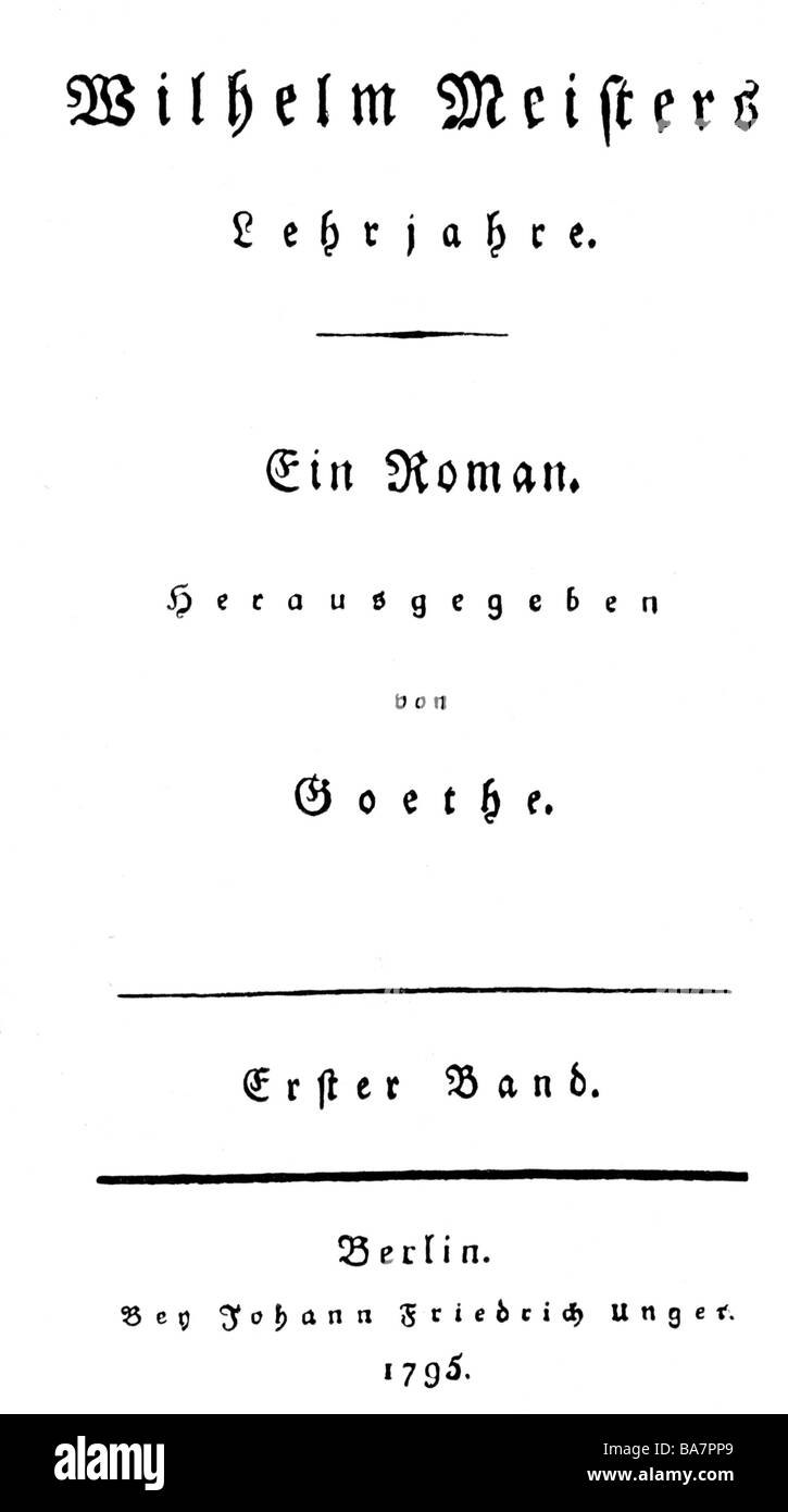 Wilhelm meisters lehrjahre -Fotos und -Bildmaterial in hoher Auflösung ...