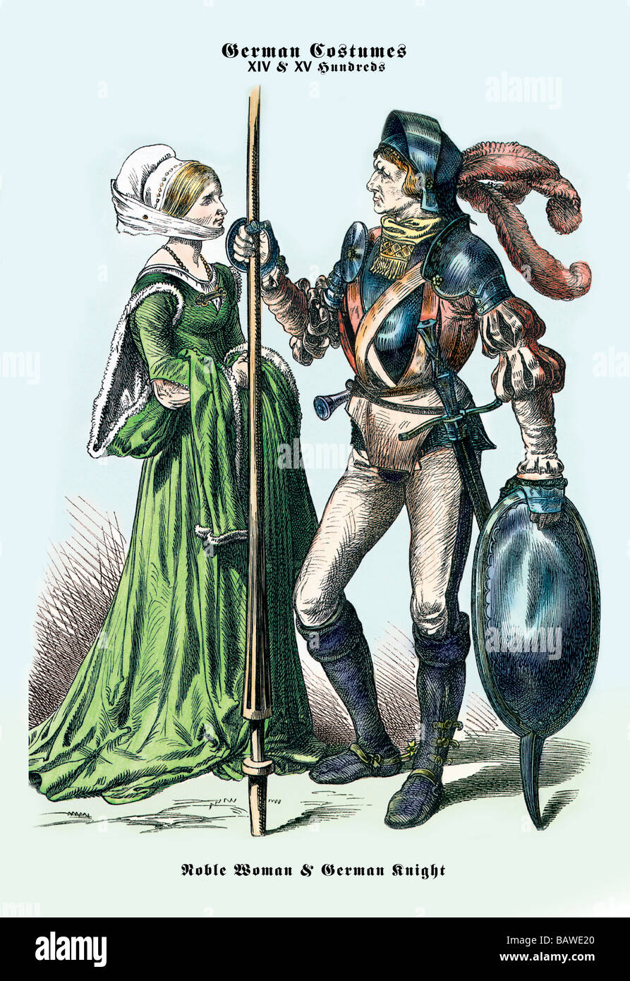 Deutsches Kostüm: Edle Frau und deutsche Ritter II Stockfotografie - Alamy