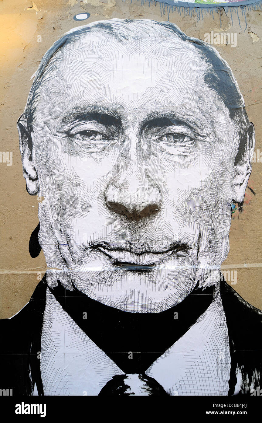 Ein Graffiti, russische Präsident Vladimir Putin an den Wänden von ...