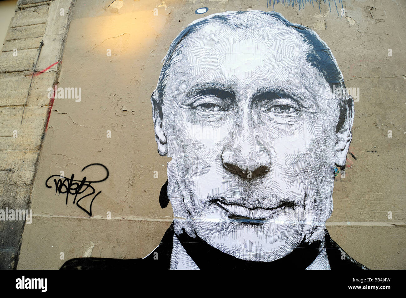 Ein Graffiti, russische Präsident Vladimir Putin an den Wänden von ...