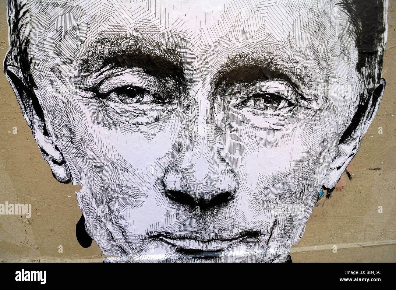Ein Graffiti, russische Präsident Vladimir Putin an den Wänden von ...