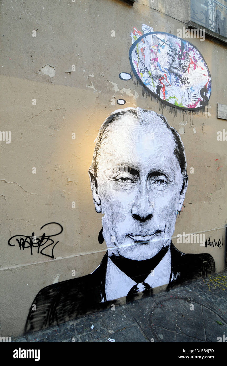 Ein Graffiti, russische Präsident Vladimir Putin an den Wänden von ...