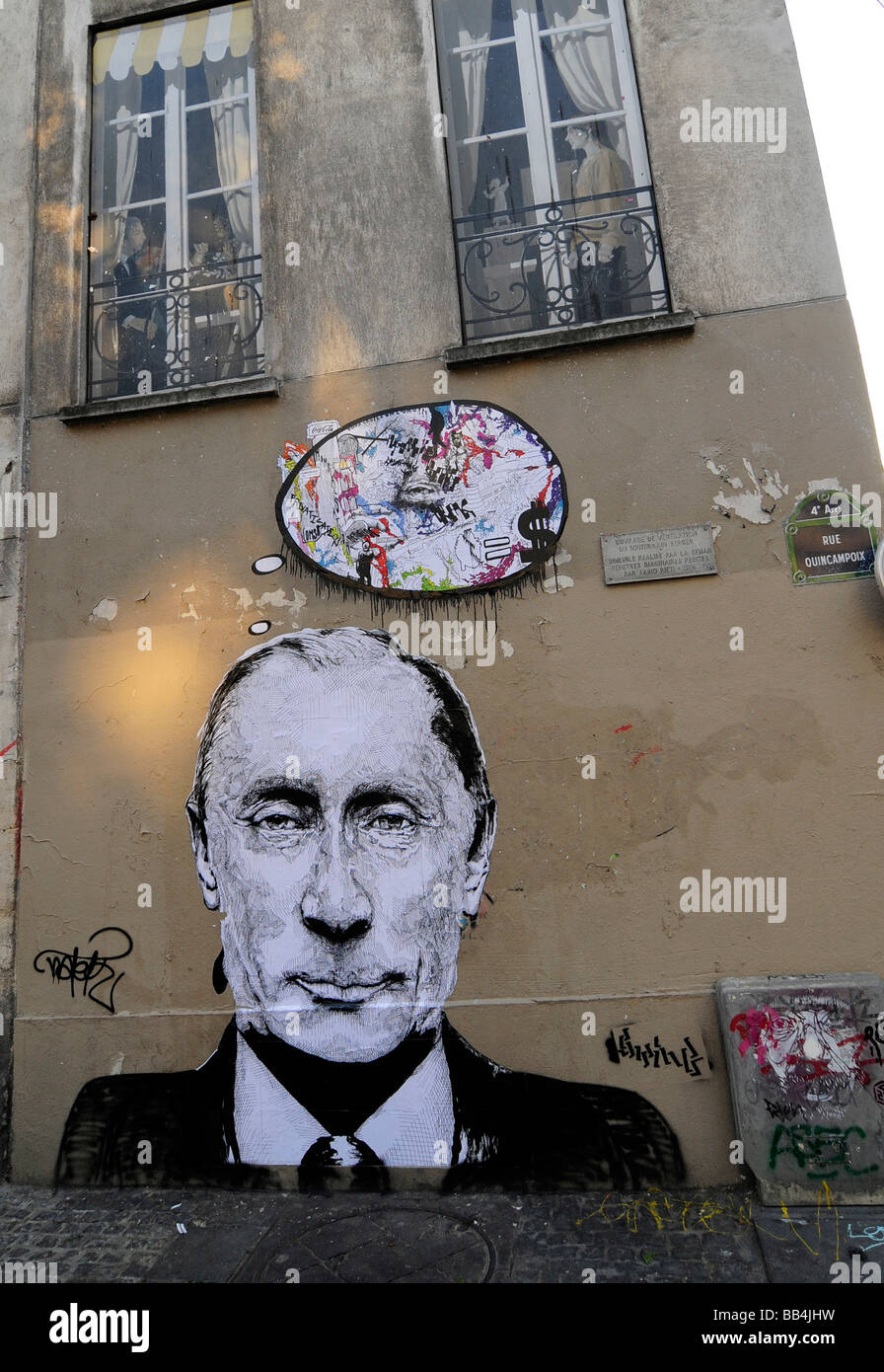 Ein Graffiti, russische Präsident Vladimir Putin an den Wänden von ...