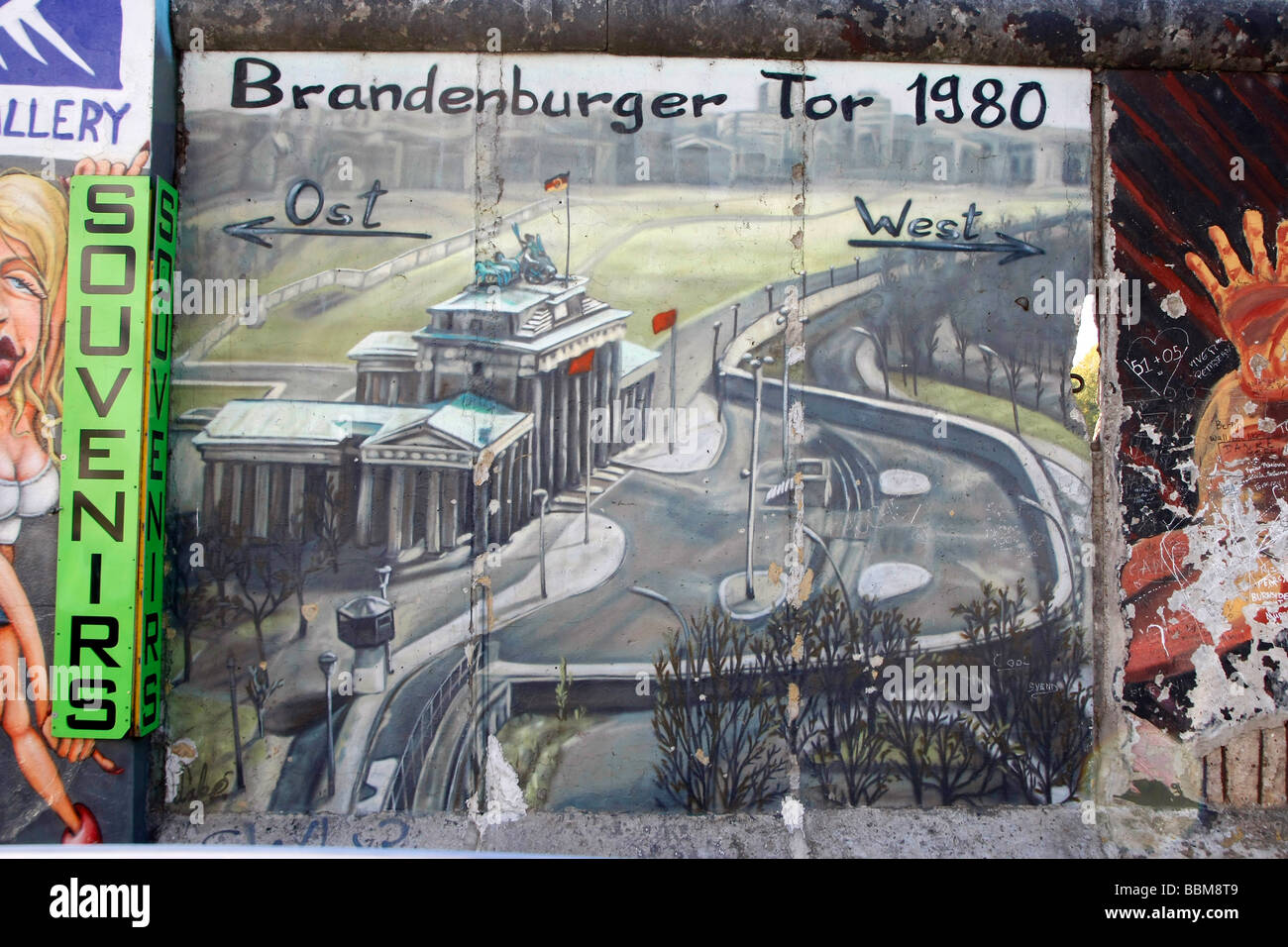 East Side Gallery, Reste der Berliner Mauer, Berlin, Deutschland ...