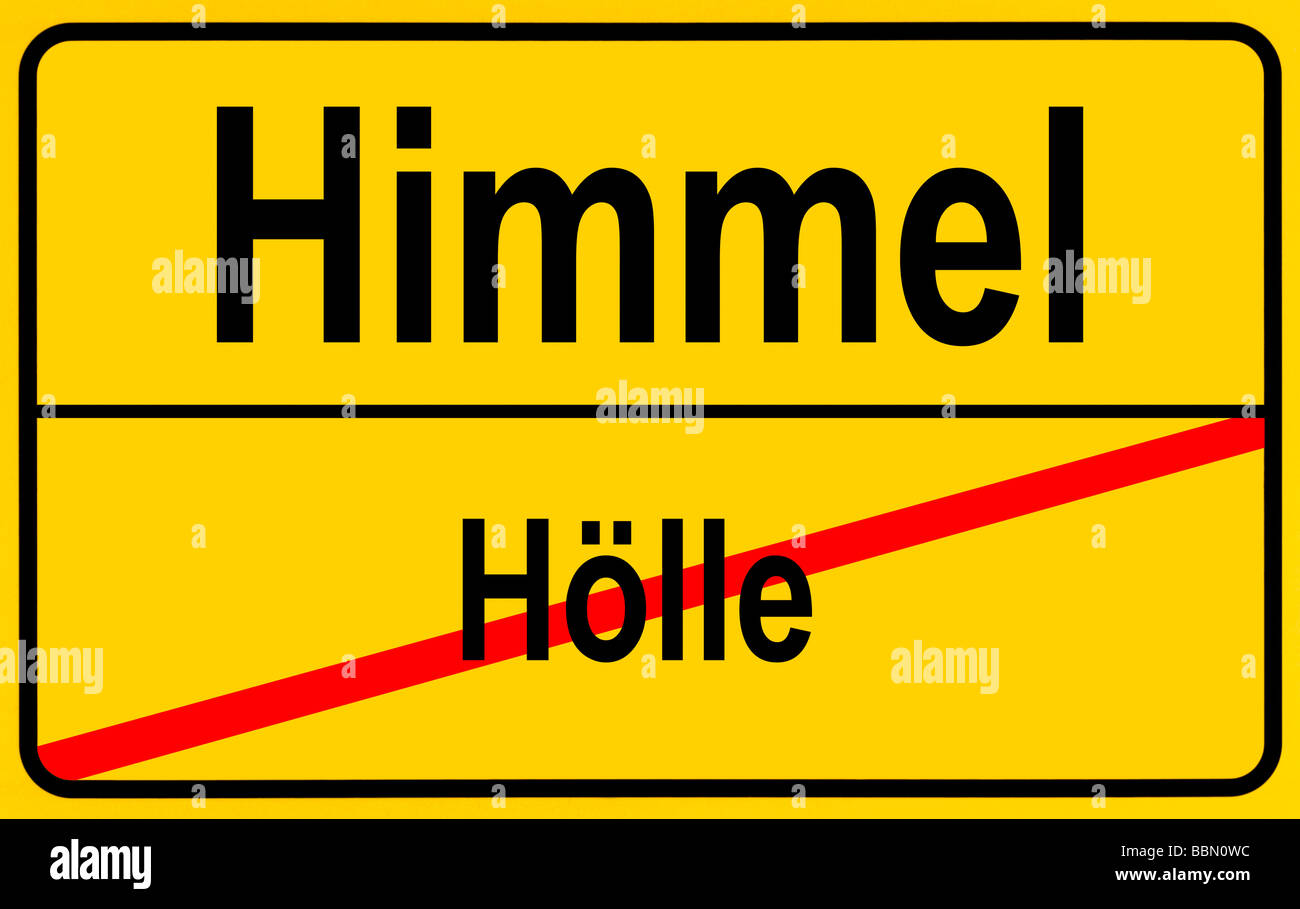 Stadtgrenze, symbolisches Bild für den Übergang aus der Hölle in den ...