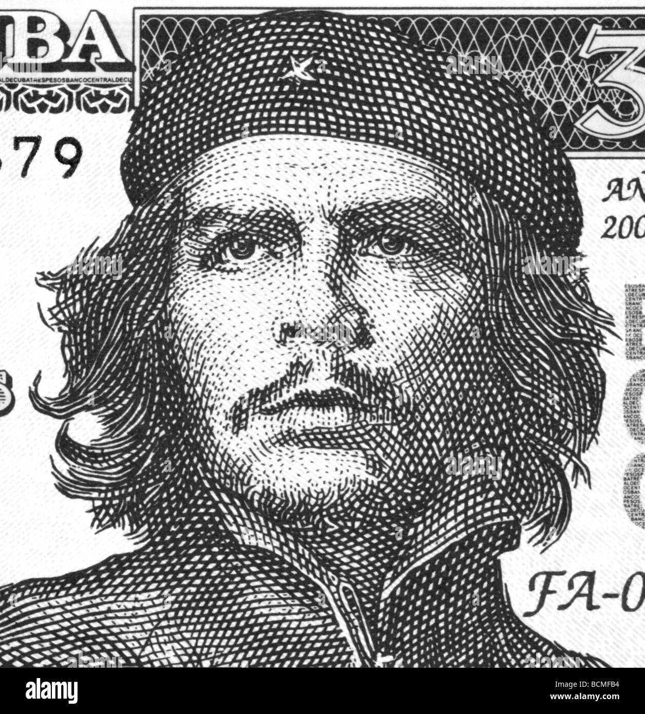 Ernesto Che Guevara auf 3 Pesos 2004 Banknote aus Kuba Stockfotografie ...