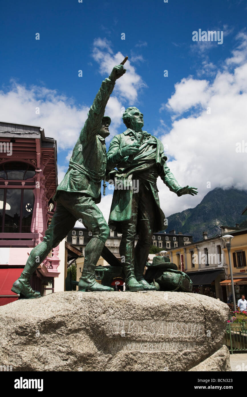 Horace-Benedict de Saussure Monument mit Jacques Balmat auf Mont-Blanc ...