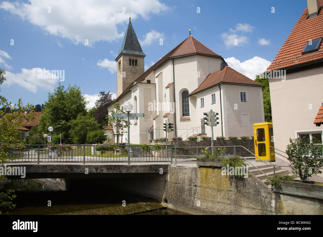 Peiting Bayern Deutschland EU Juni Blick über den Fluss Lech an der ...