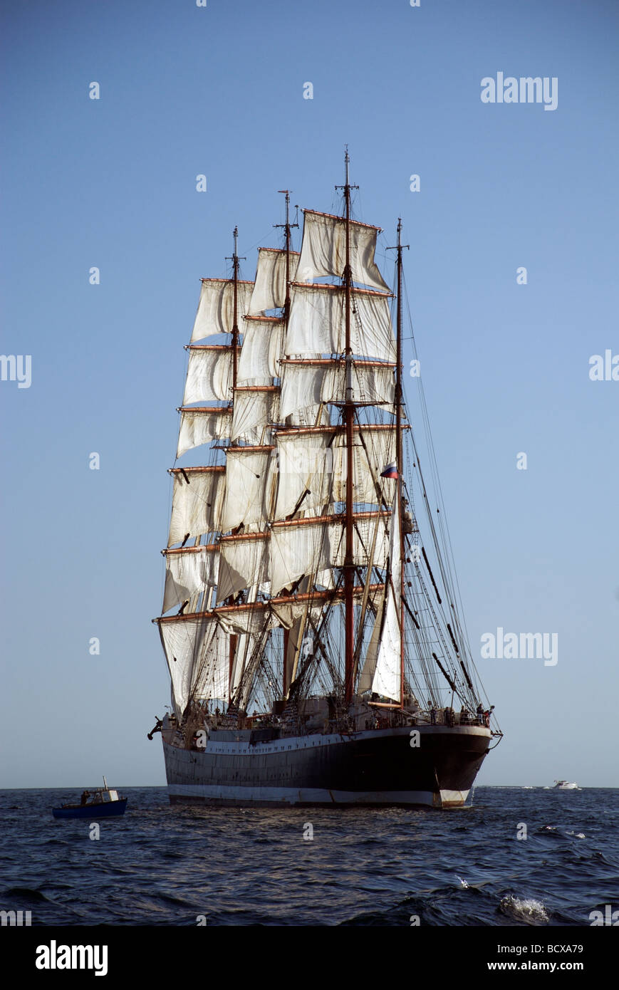 Das russische STS Sedov-Schiff, ein vier Masten aus Stahl Nachen ...