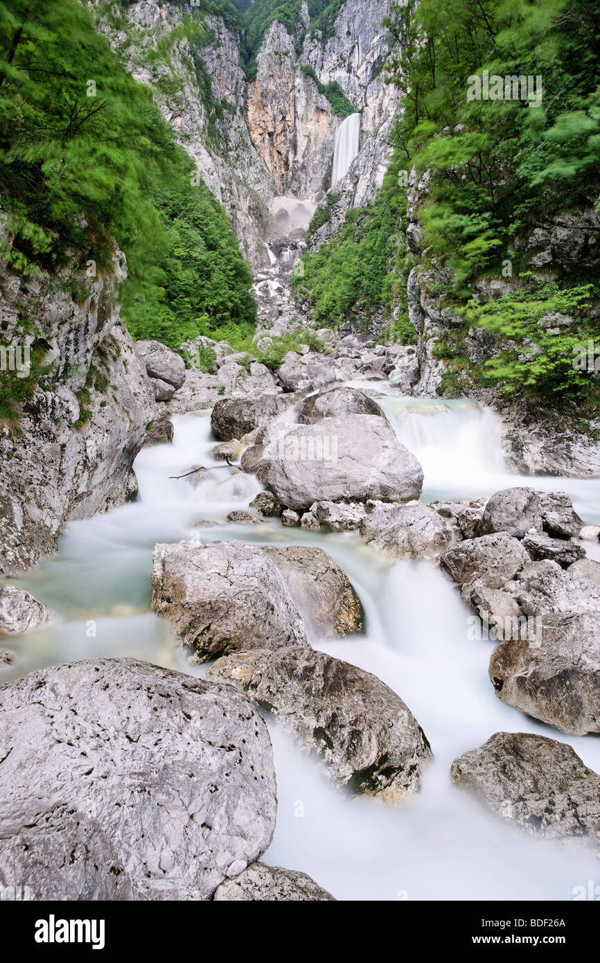 Slap Boka und Boka Fluss, Soca-Tal, Primorska, Slowenien ...