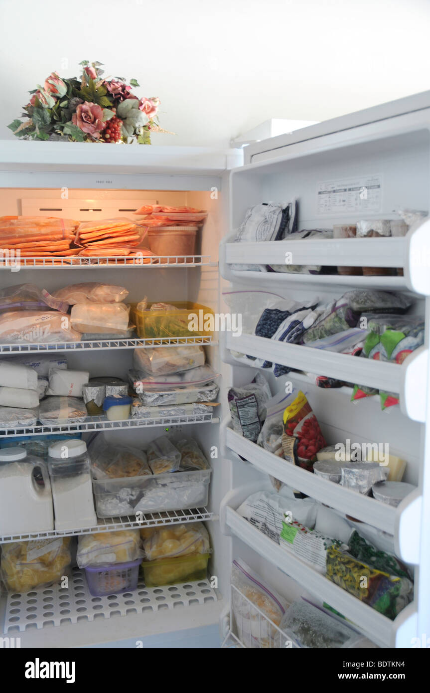 Offenen Gefrierschrank mit Lebensmitteln gefüllt Stockfotografie - Alamy Offenen Gefrierschrank mit Lebensmitteln gefüllt Stockfotografie - Alamy