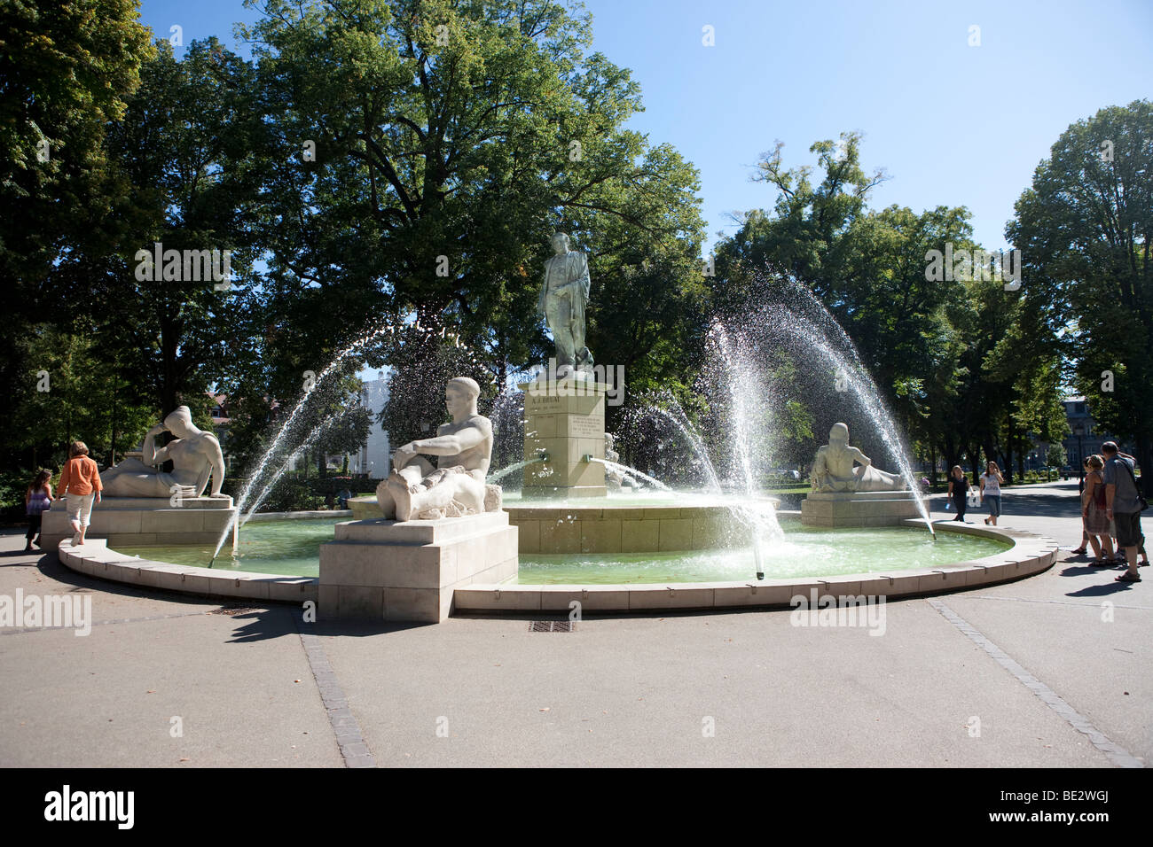 Denkmal und Brunnen von Admiral AJ Bruat, Parc de Rapp, Colmar, Elsass ...