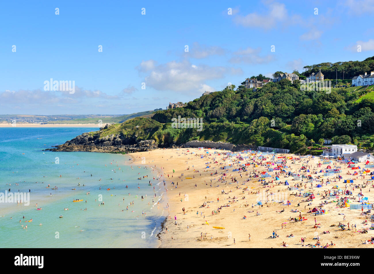 Mit Blick auf Porthminster Strand bei St. Ives, Cornwall, England, UK ...