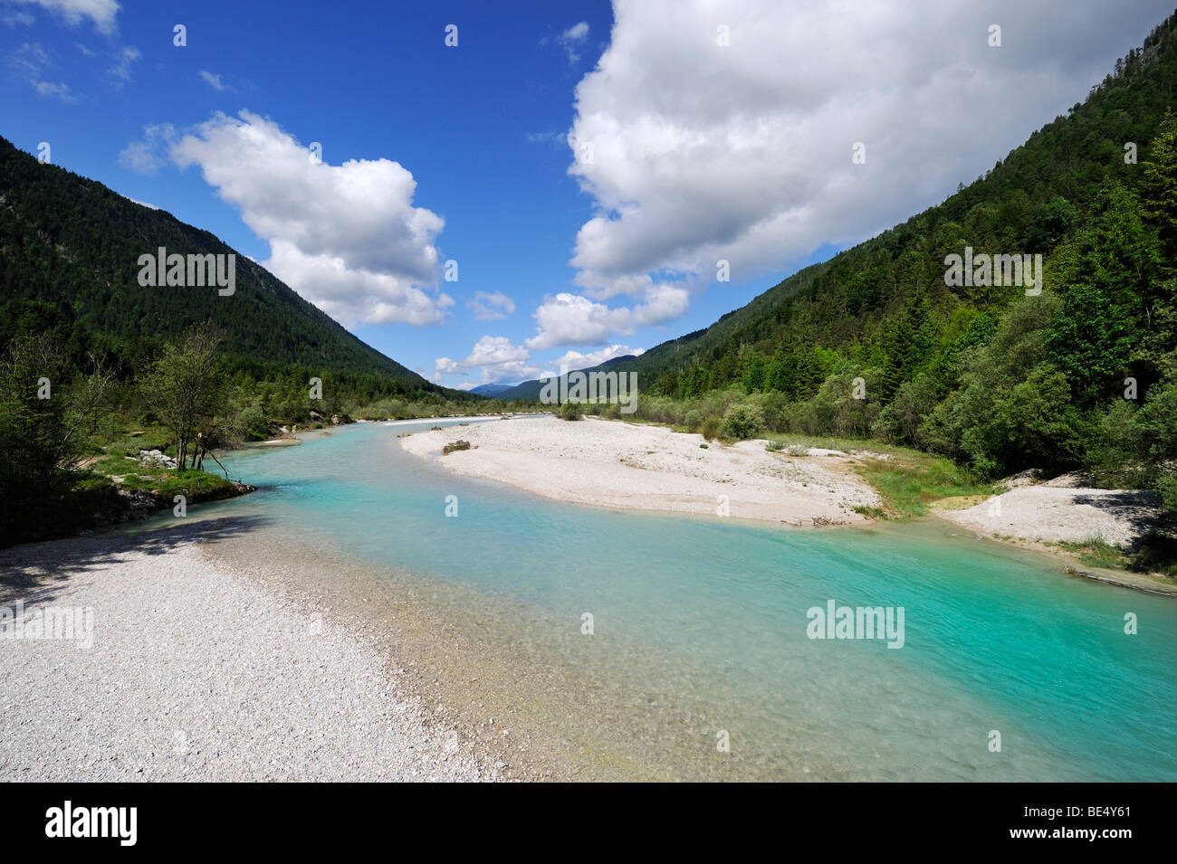 Oberes Isartal, obere Tal der Isar bei Wallgau, Landkreis Garmisch ...