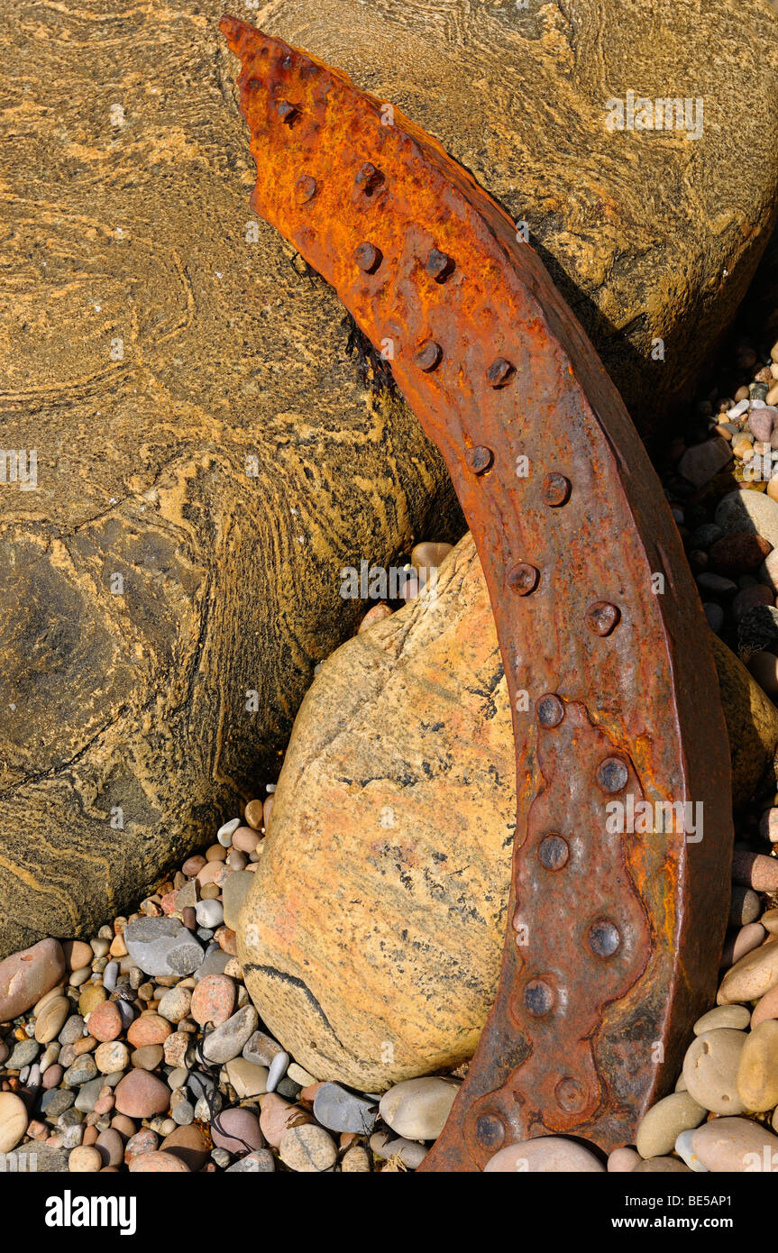 Abstrakten Detail aus einem verrosteten Stück SS Ethie Schiffswrack am ...