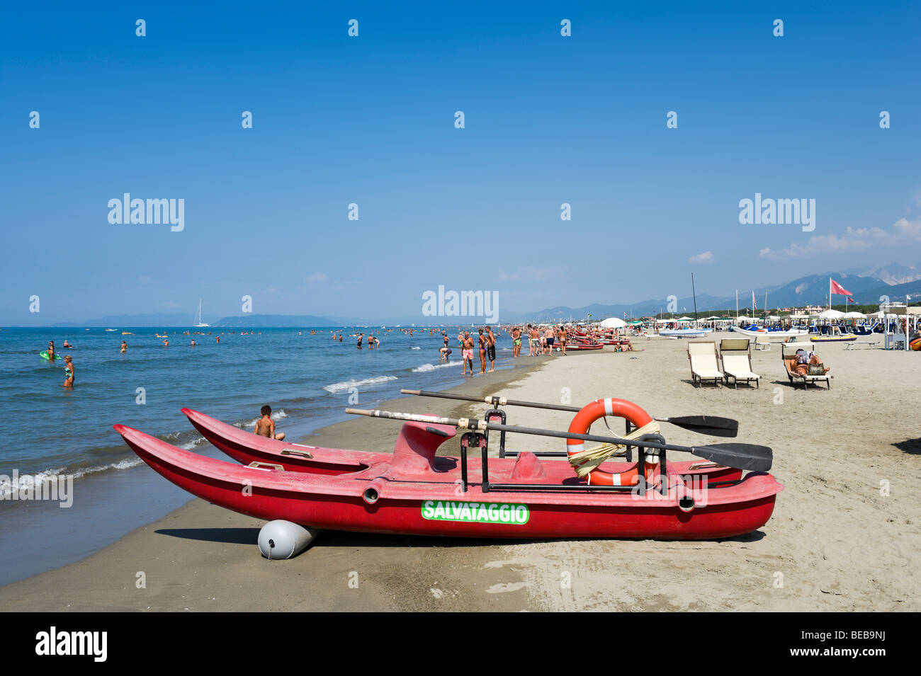 Strand von Marina di Pietrasanta, Toskana, Riviera, Toskana, Italien ...