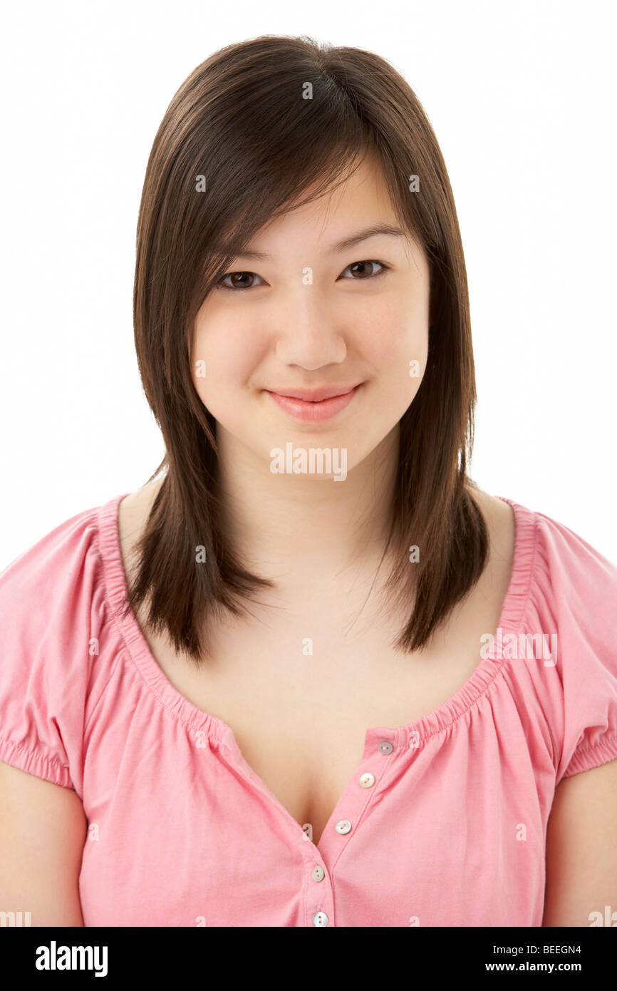 Studioportrait of Smiling Teenager-Mädchen Stockfotografie - Alamy