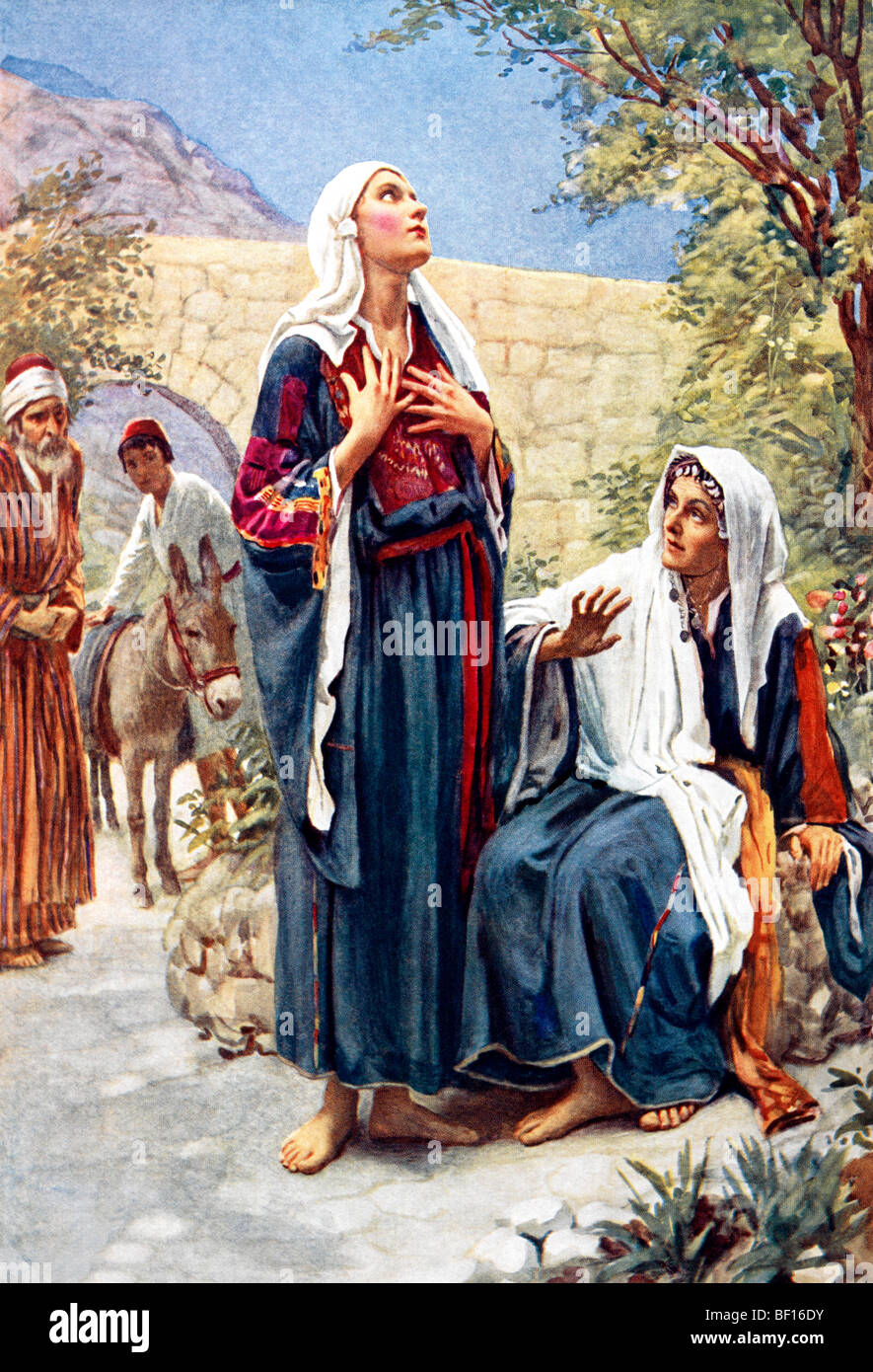 Malerei von Elisabeth, die Mutter von Johannes den Täufer, im Bild mit ...