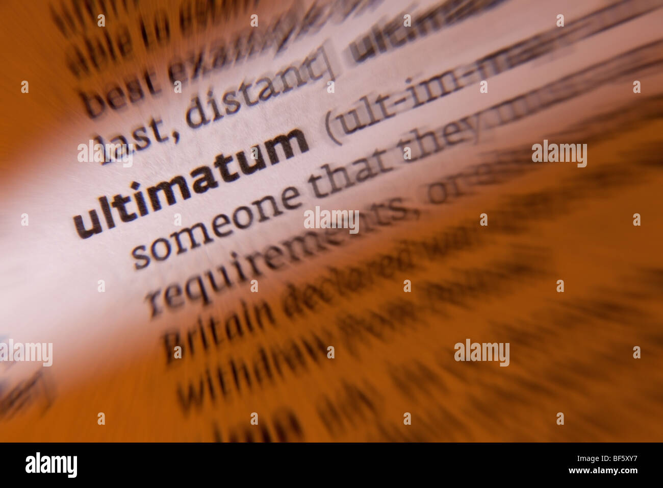 Das ultimatum Stockfotos und -bilder Kaufen - Alamy