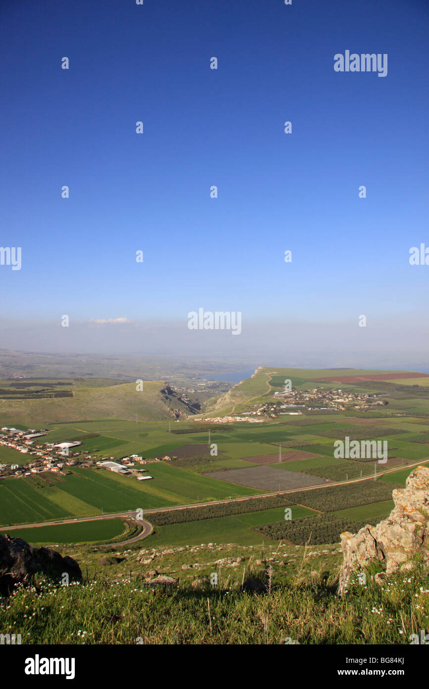 Israel, unteren Galiläa, einen Blick auf Arbel-Tal, Mount Nitai und ...