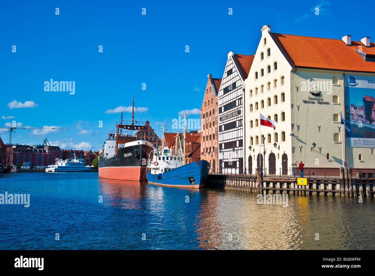 Dampfschiff Soldek vor Marine Museum, Altstadt von Danzig, Polen ...
