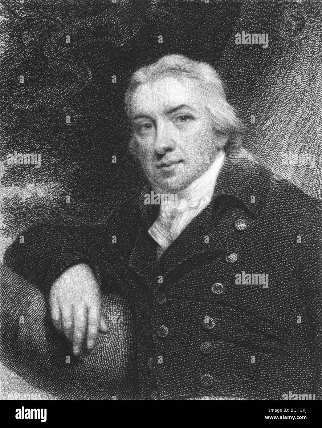 Edward Jenner auf Gravur aus den 1850er Jahren. Der Vater der ...