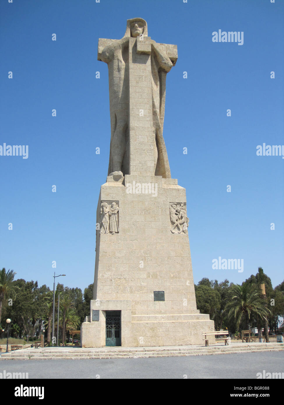 Statue von Christopher Columbus in den Hafen von Huelva, Spanien ...