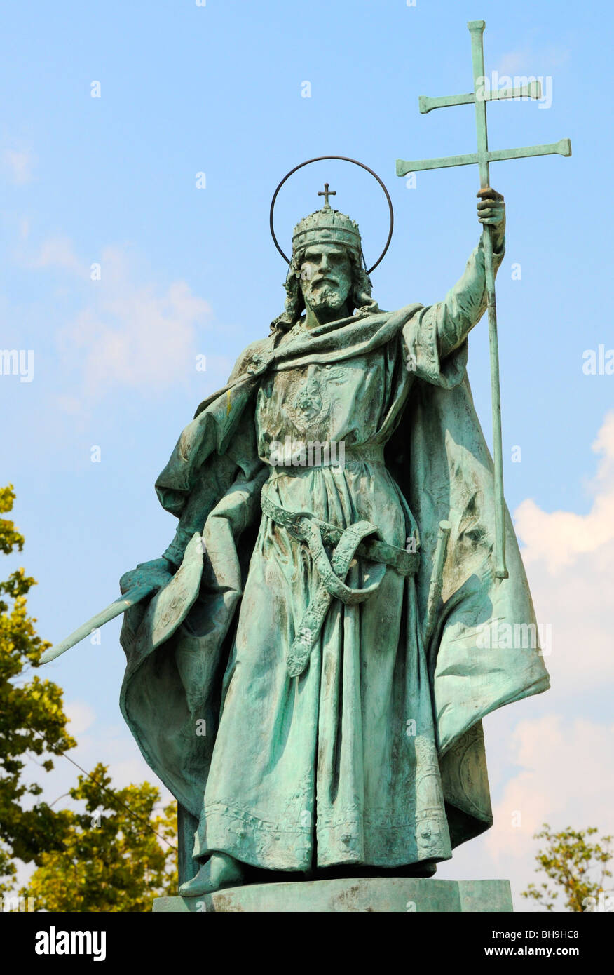 Budapest, Ungarn. Millennium Monument, Statue von König (Heiliger ...