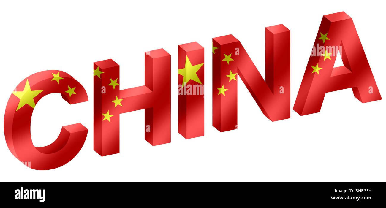 CHINA 3D drei dimensionale Schriftzüge/Wort mit chinesische Flagge ...
