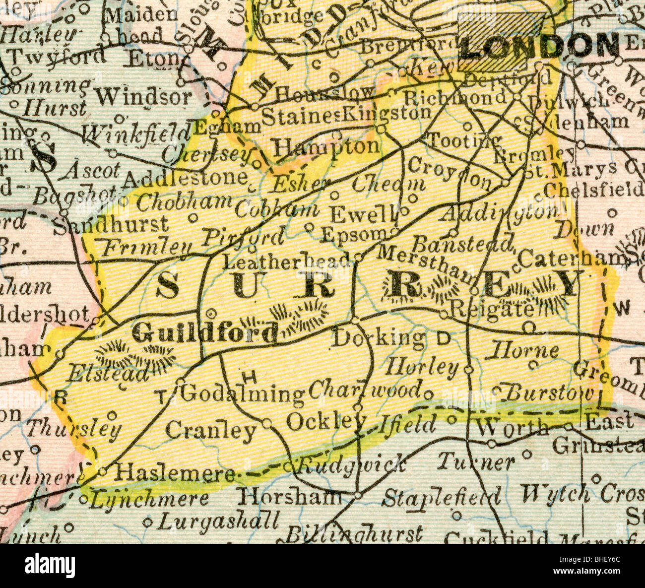 Surrey karte -Fotos und -Bildmaterial in hoher Auflösung – Alamy