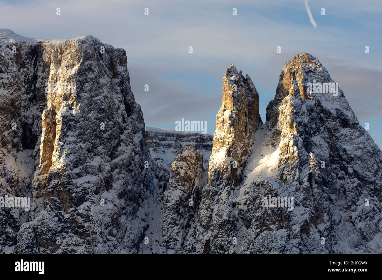 Berglandschaft im Winter, Santner und Euringer Gipfel, Seiser Alm ...